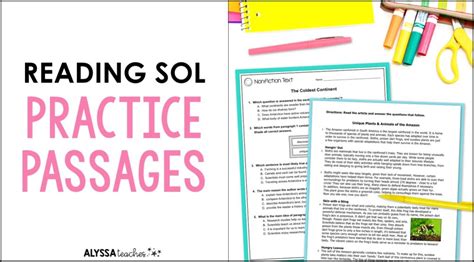 Reading Sol Practice Passages For 4th Grade Alyssa Teaches