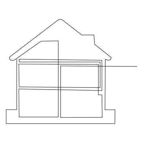 House Single Line Continuous Outline Vector Art Drawing And Simple One