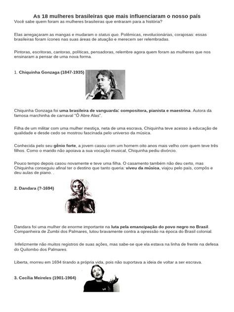 Mulheres Brasileiras Que Mudaram A História Pdf Dilma Rousseff Brasil