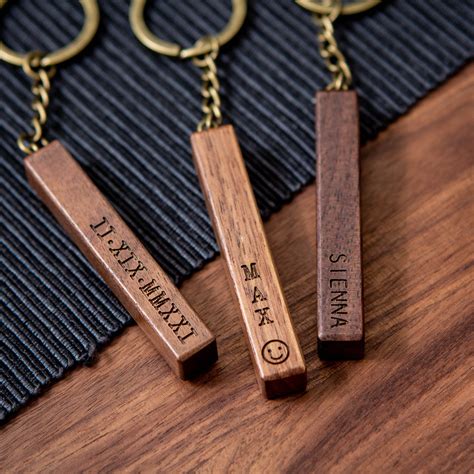 Bar Keychain Wooden Keychain Engraved Keychain Custom Keychain Wood