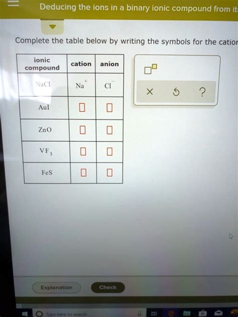 Solved Deducing The Ions In A Binary Ionic Compound From Complete The