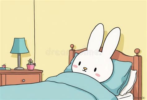Close Up Cartoon Of A Bunny In A Bed Stock Illustration Illustration