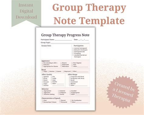 Group Therapy Note Therapist Note Template Note Template For Group