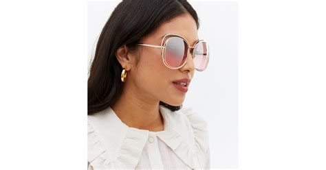 Gold Rectangle Pilot Sunglasses New Look