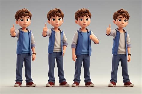 Premium Ai Image Cute Boy In Standing Position Showing Thumb