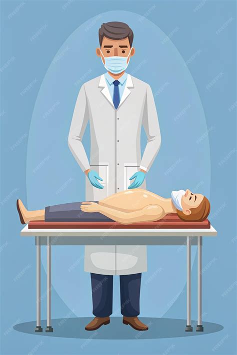 Flat Style Vector Autopsy Technician Character Illustration Premium