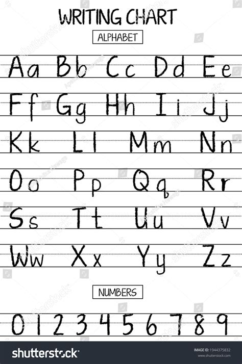Writing Chart Posters Alphabet Numbers Chart Stock Illustration All For One