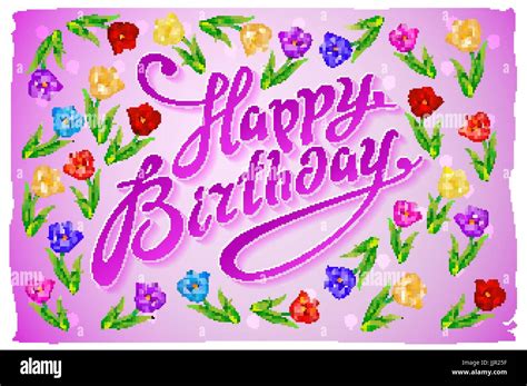 Birthday Template Vector Illustration Violet Greeting Card Happy