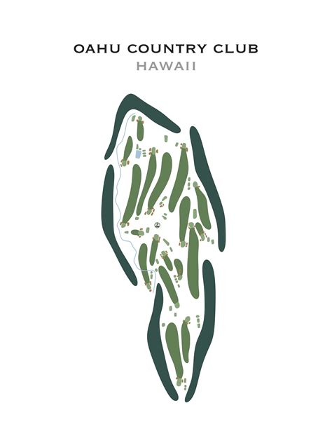 Oahu Country Club Hawaii Golf Course Map Home Decor Etsy
