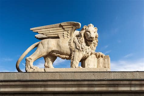 Winged Lion Of Saint Mark In Udine Friuli Venezia Giulia Italy Stock