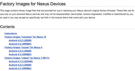 Android 43 Factory Images Already Available For Nexus 4 7 10 And