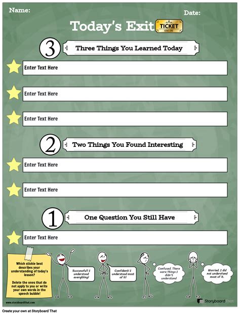 Stars And Stickman Themed Exit Ticket Template