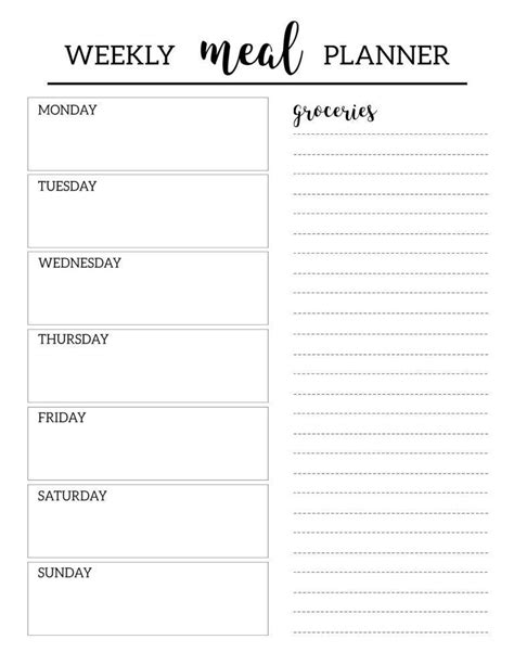 Menu Planner Template Free Printable Weekly Menu Planner Template Plus