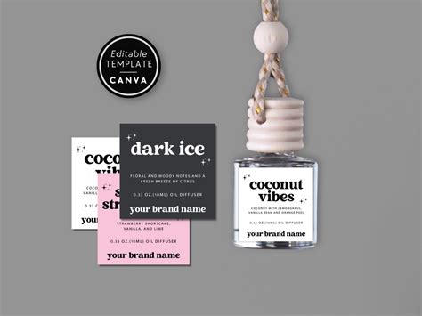 Car Diffuser Label Template Canva Editable Product Label Template Diy
