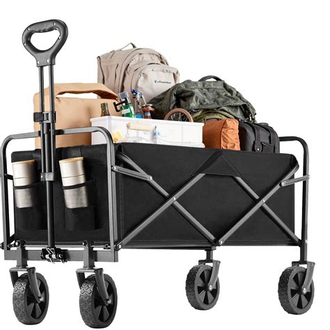 Smiaoer Foldable Cargo Wagon With All Terrain Wheels Portable Shopping
