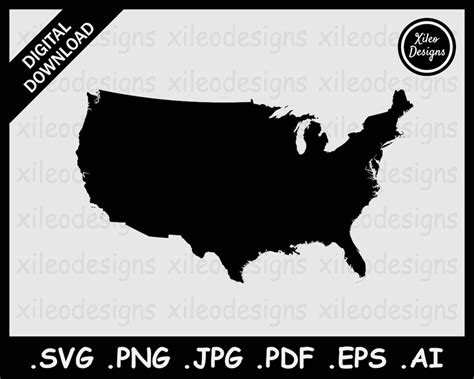 United States Map Svg Us Usa America National Country Boundary Border