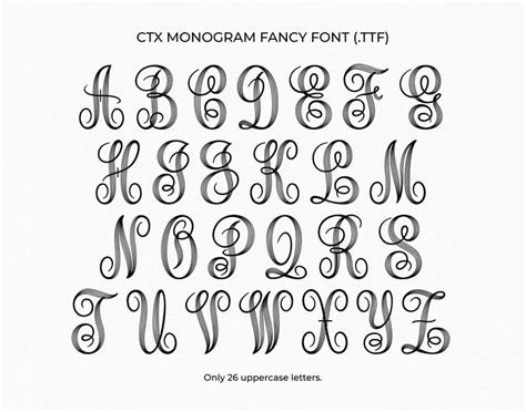 Fancy Monogram Font Svg Ttf For Cricut Monogram Font Silhouette Svg Monogram Alphabet Cut Files