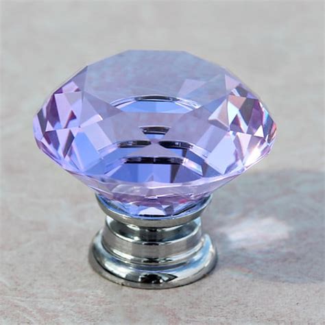 Purple Glass Crystal Knobs Dresser Knob Drawer Knobs Pull Etsy