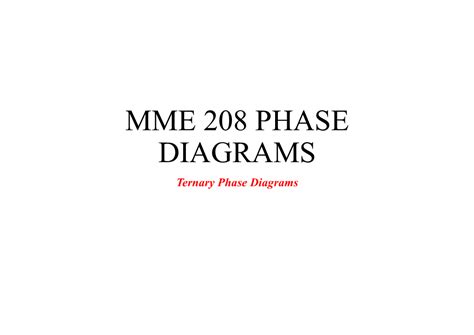 MME 208 PHASE DIAGRAMS Ternary Phase Diagrams TERNARY PHASE DIAGRAMS