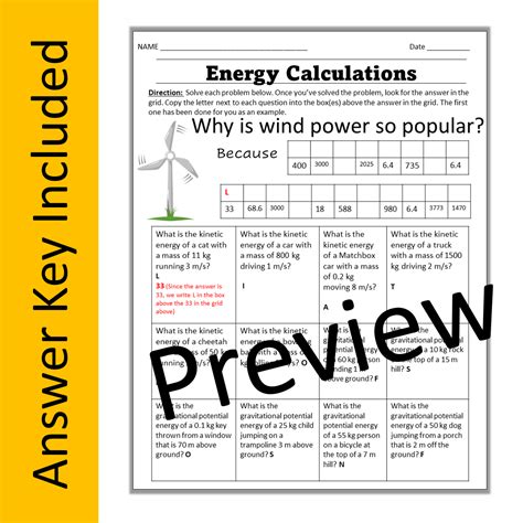 Energy Calculations Riddle Worksheet Pdf Just Add H2o Worksheets