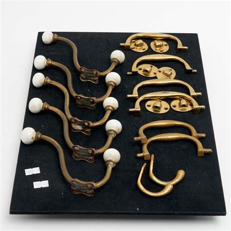 Lot A Collection Of Brass Hardware Including Four Matching Swing Handles Only Three With