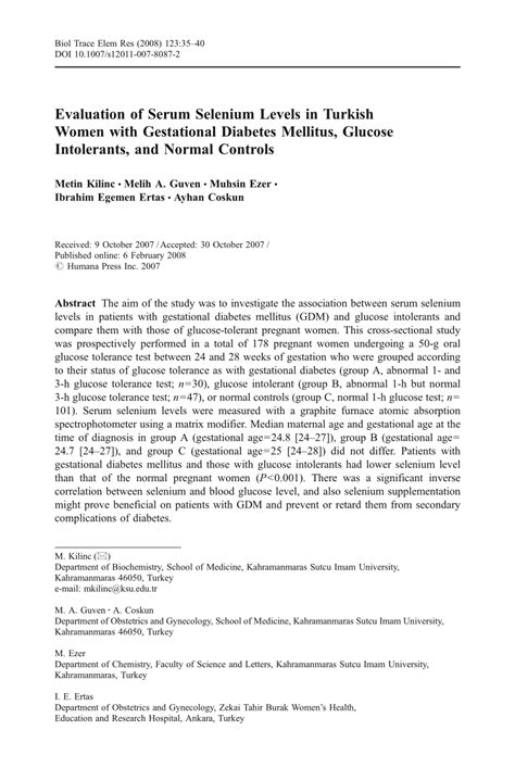 pdf evaluation of serum selenium levels in turkish women with