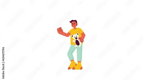 Angry Preteen Boy With Stuffed Bear Threatening 2d Character Animation
