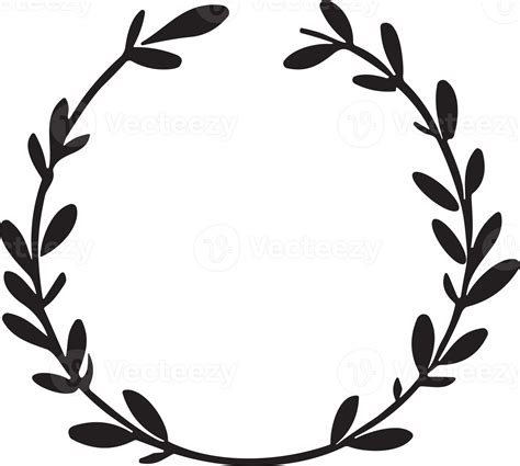 Hand Drawn Floral Wreath Logo For Decoration 34914202 Png
