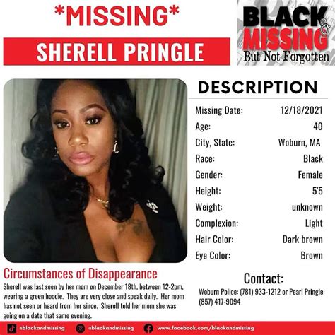 Sherell Pringle 40 Missing From Woburn Ma Since December 18 2021