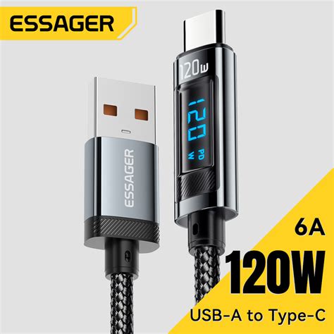Essager 120w Super Fast Charge Usba To Type C Cables 6a Quick Charge Usb A Type C Cable For