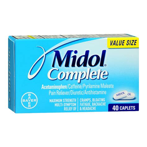Bayer 312843555198 Midol Complete Caplets 40 Ct Medical Mega