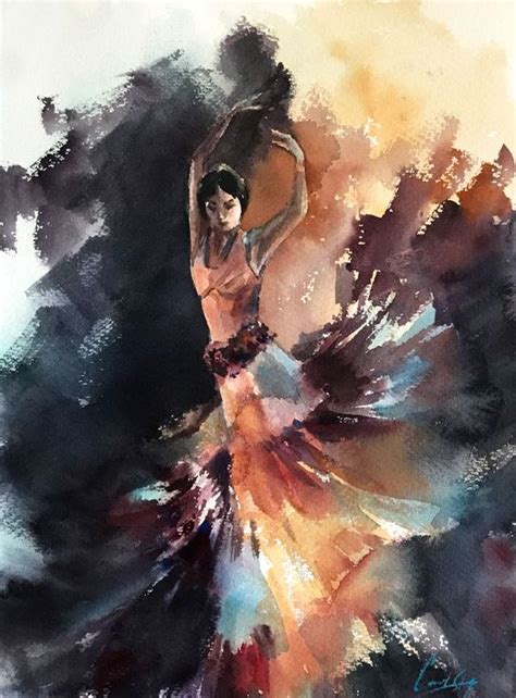 Flamenco Original Watercolor Painting 2018 Watercolour By Sophie