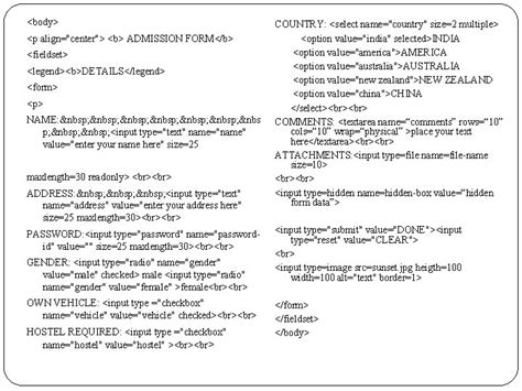 FORMS IN HTML Forms An HTML Form Provides