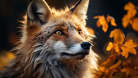 Cute Red Fox Looking At Camera In Snowy Forest Generated By Ai Stock