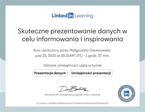 Małgorzata Drewnowska Na Linkedin Certificate Of Completion