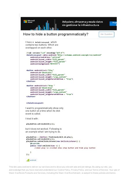 Android How To Hide A Button Programmatically Stack Overflow Pdf