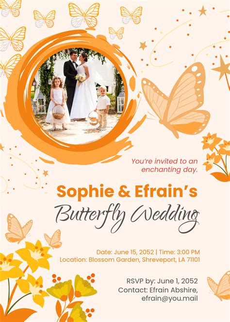 Butterfly Wedding Invitation Templates Printable Elegant Butterfly