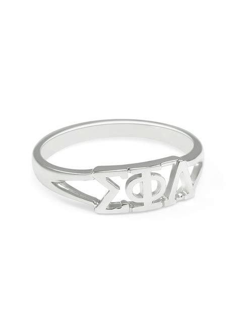 Sigma Phi Lambda Sterling Silver Ring With Greek Cut Out Letters The
