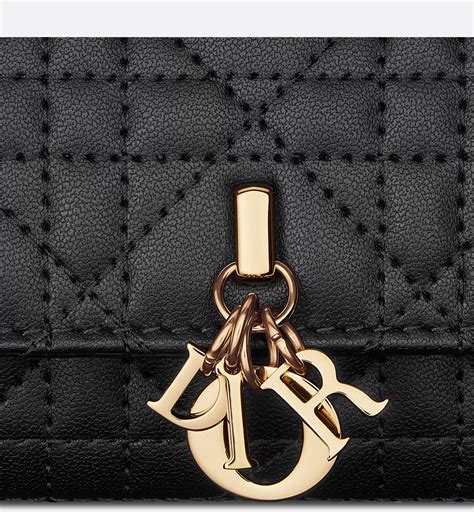 My Dior Glycine Portemonnee Zwart Lamsleer Met Cannage Motief Dior