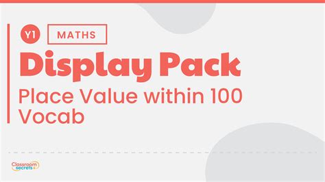 Year 1 Place Value Within 100 Vocabulary Display Pack Classroom Secrets Classroom Secrets