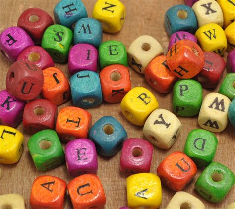 Wooden Beadsmixed Alphabet Letter Cube Wood Beadscube Wood Spacer