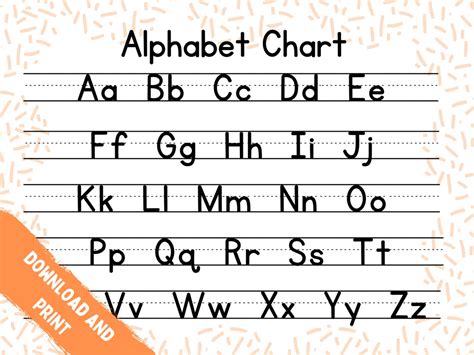 Printable Abc Chart Alphabet Chart Handwriting Chart Homeschool Resource Educational Instant