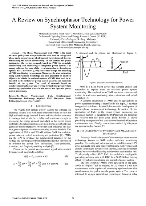 pdf a review on synchrophasor technology for power system monitoring