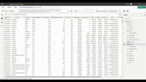power bi dax aggregate function min youtube