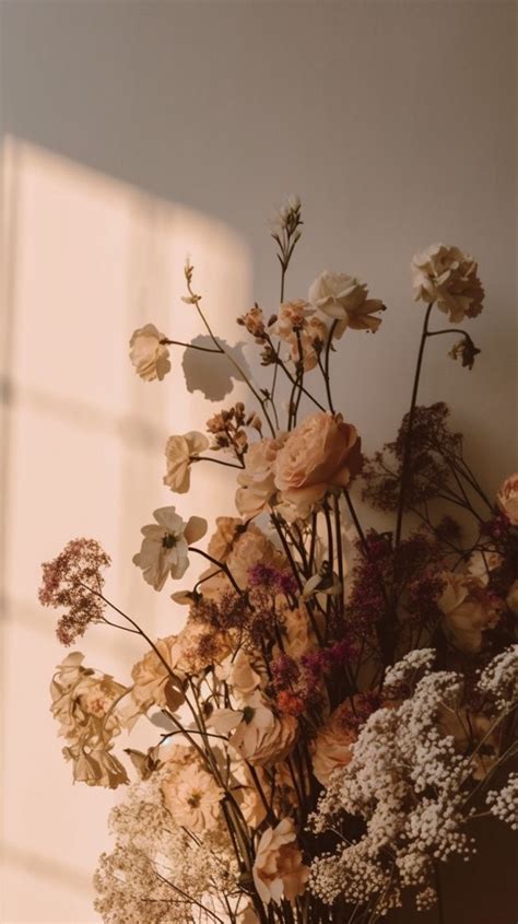 Neutral Aesthetic Wallpaper With Vintage Flowers