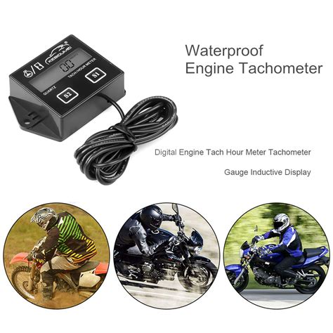 Waterproof Digital Engine Tach Hour Meter Tachometer Gauge Engine Rpm