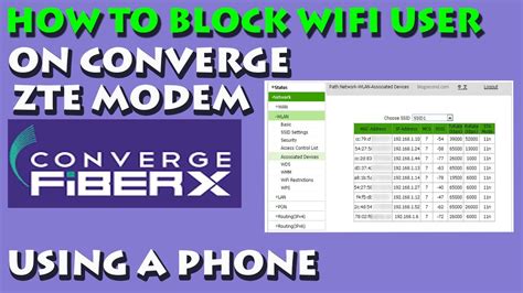 how to block wifi user on converge zte modem using a phone youtube