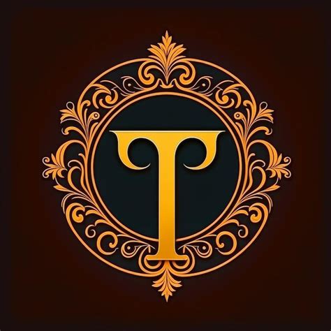 Letra T Elegante Em Uma Moldura Redonda Foto Premium