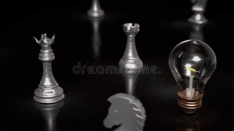 The Light Bulb And Chess For Idea Or Business Concept 3d Rendering