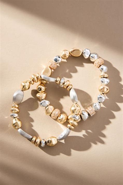 混合金屬串珠手鍊，一套 2 件 Anthropologie 台灣官方旗艦店 女裝，配飾及家品